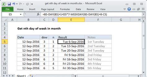 Get Nth Day Of Week In Month Excel Formula Exceljet