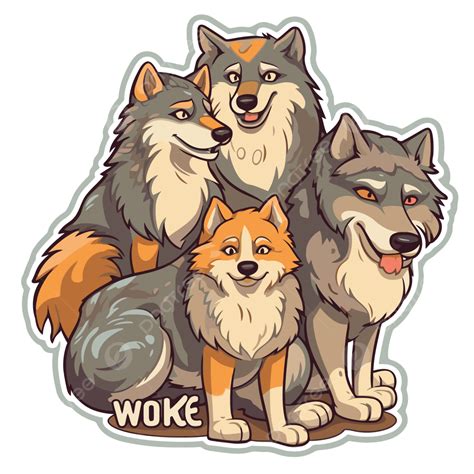 깨어난 늑대 형제 클립 아트 벡터 고립 된 만화 늑대 팩 스티커 디자인 상표 Png 일러스트 및 벡터 에 대한 무료 다운로드 Pngtree