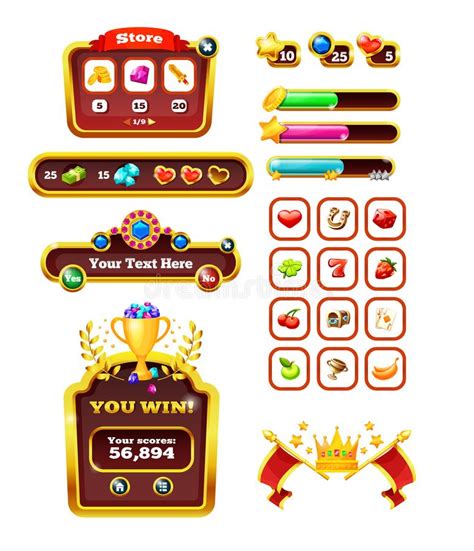 Game Pop-up Window with Main Menus, Panel with Buttons. Stock Vector - Illustration of creative ...