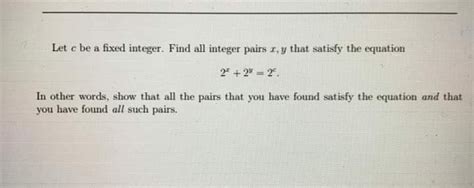 solved let e be a fixed integer find all integer pairs r y