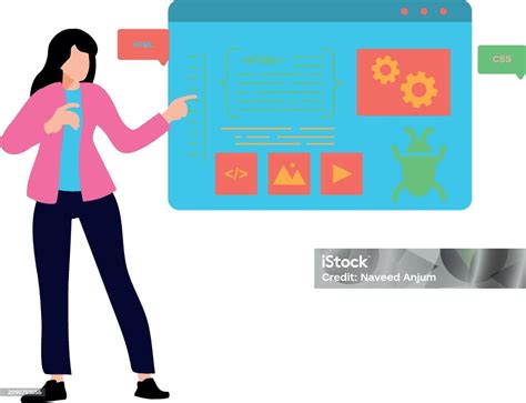 The Girl Is Working On Html Coding Stock Illustration Download Image Now Coding Computer