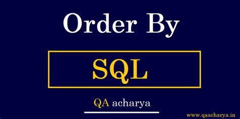 SQL Order By Order By In SQL With Example