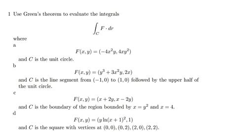 solved 1 use green s theorem to evaluate the integrals