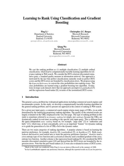 Learning To Rank Using Classification And Gradient Boosting Pinglics