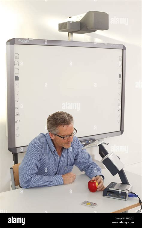 Teacher Classroom Whiteboard Document Camera Lessons Stock Photo Alamy