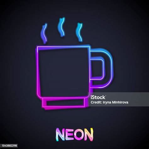 검은 색 배경에 고립 된 빛나는 네온 라인 커피 컵 아이콘 차 컵 뜨거운 음료 커피 벡터 경영자에 대한 스톡 벡터 아트 및 기타 이미지 Istock