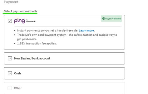 how do i get rid of the ping payment option of my trade me account