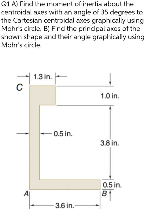 Solved Q1a Find The Moment Of Inertia About The Centroidal Axes With An Angle Of 35 Degrees To