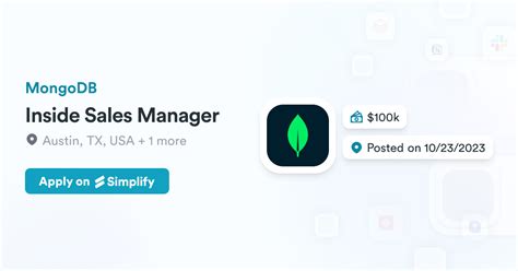 Inside Sales Manager Mongodb Simplify Jobs