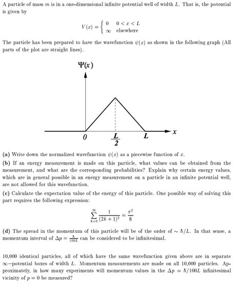 solved a particle of mass m is in a one dimensional infinite