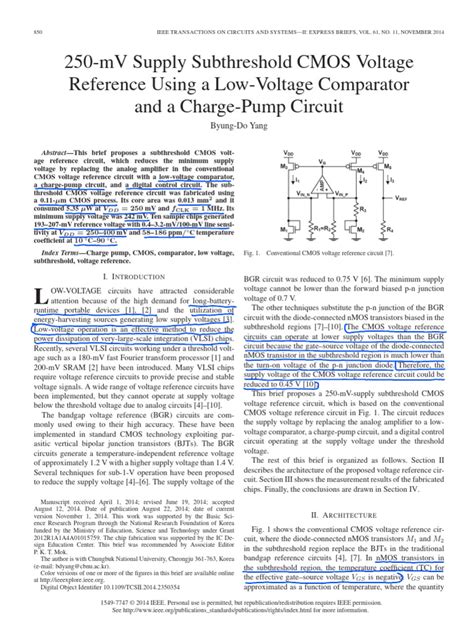250 Mv Supply Subthreshold Cmos Voltage Reference Using A Low Voltage Comparator And A Charge