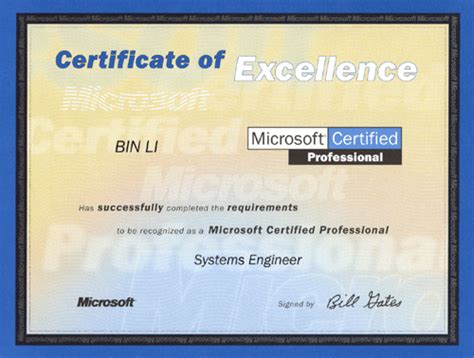 Bill Bin Li Certification Mcse