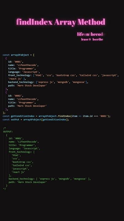 Findindex Array Method Coding Shortfeed Shortsvideo Shorts