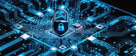 Protecting Data And Maintaining Privacy With Security Concept Padlock On Computer Circuit