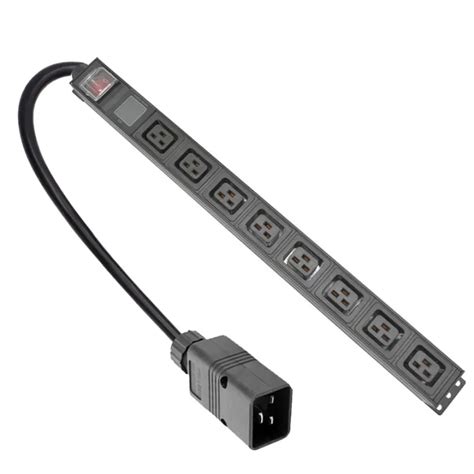 Pdu Power Strip C19 Output 8ac Socket Double Break Switch 16a 3500w With Current Display Meter