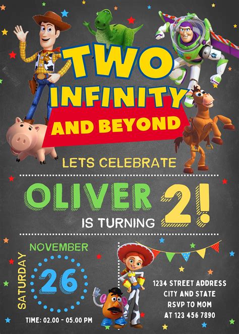 Two Infinity And Beyond Birthday Invitation 2nd Birthday Toy Etsy