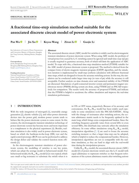 Pdf A Fractional Time‐step Simulation Method Suitable For The Associated Discrete Circuit