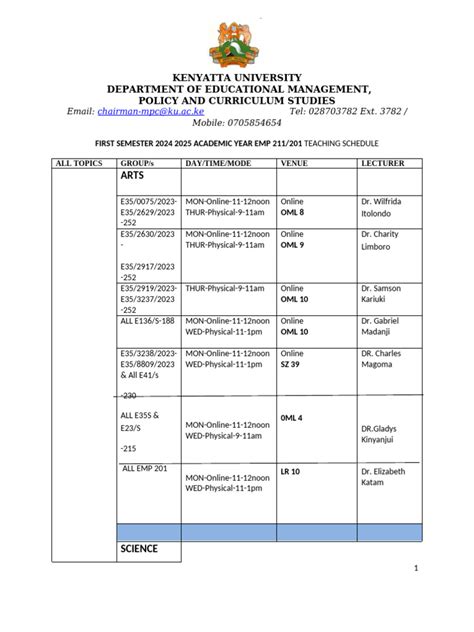 emp 211 first semester 2024 2025 teaching schedule final pdf