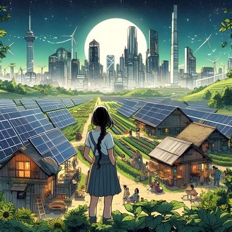 Solarpunk City Poster Solarpunk City Posted Futuristics Ecological