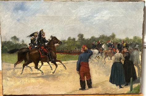 Proantic Albert Bligny 1849 1908 The Military Parade Oil On Canva