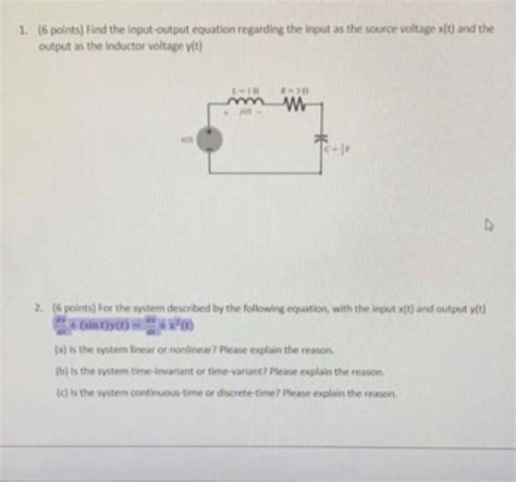 Solved 1 6 Points Find The Input Output Equation Regarding