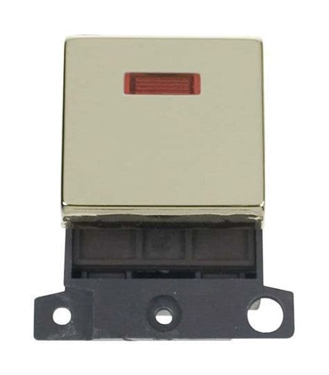 Click Scolmore Mini Grid Md023br 20a Dp Ingot Switch With Neon Brass