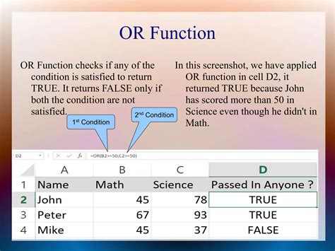 logical functions in excel ppt