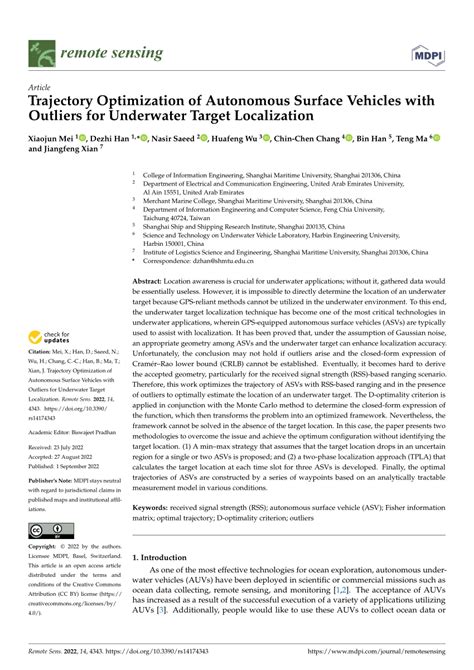 pdf trajectory optimization of autonomous surface vehicles with