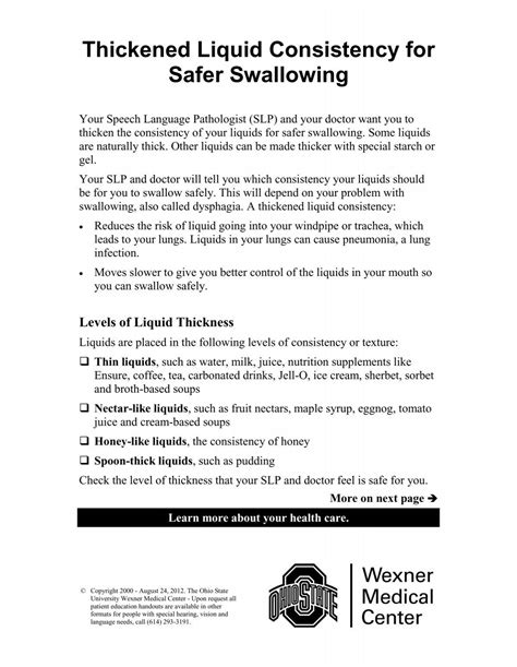 Thickened Liquid Consistency For Safer Patient Education Home