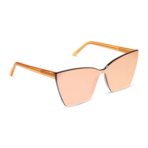 Goldie Cateye Sunglasses Apricot Crystal And Peach Mirror Diff Eyewear