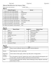 Mineral Identification Lab Answers Properties And Uses Course Hero