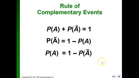Probability The Rule Of Complementary Events Youtube