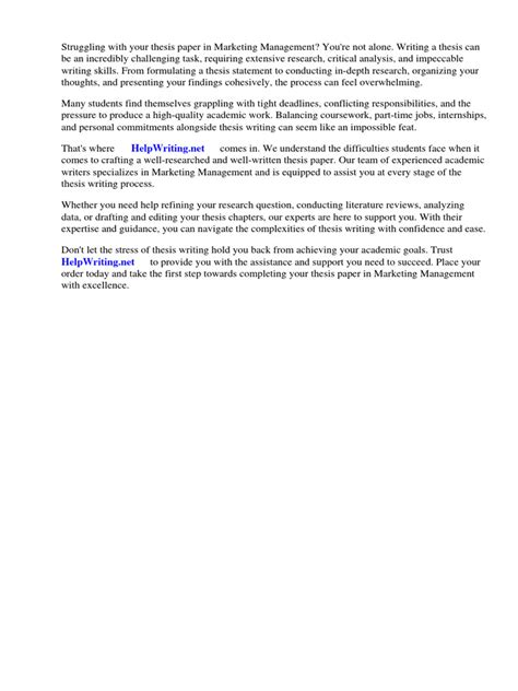 Thesis Paper Marketing Management Pdf Marketing Marketing Strategy