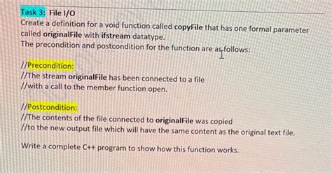 Solved Task 3 File Io Create A Definition For A Void