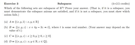 solved exercise 3 subspaces 4x 2 5 credits which of the
