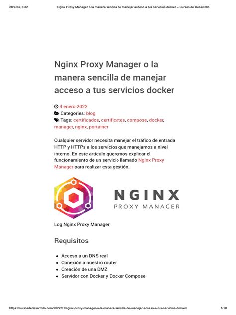 Nginx Proxy Manager Con Servicios Docker Pdf Servidor Proxy