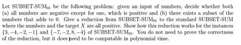 Let Subset Sum01 Be The Following Problem Given An