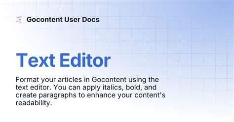Text Editor Gocontent User Docs