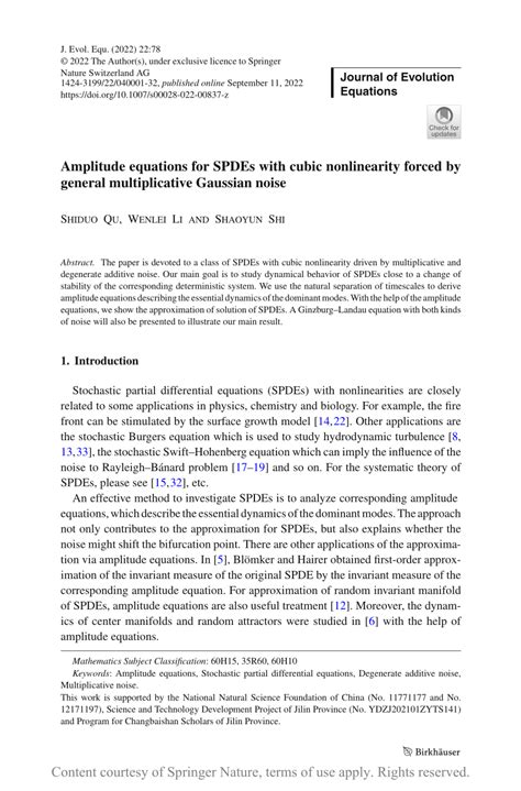 Amplitude Equations For Spdes With Cubic Nonlinearity Forced By General Multiplicative Gaussian