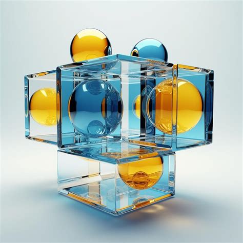 Premium Photo 3d Rendered Closeup Abstract Artwork Of A Glass Square With Blue And Yellow