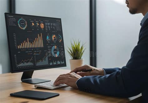 Analyzing Financial Data On Computer Screen With Charts And Graphs
