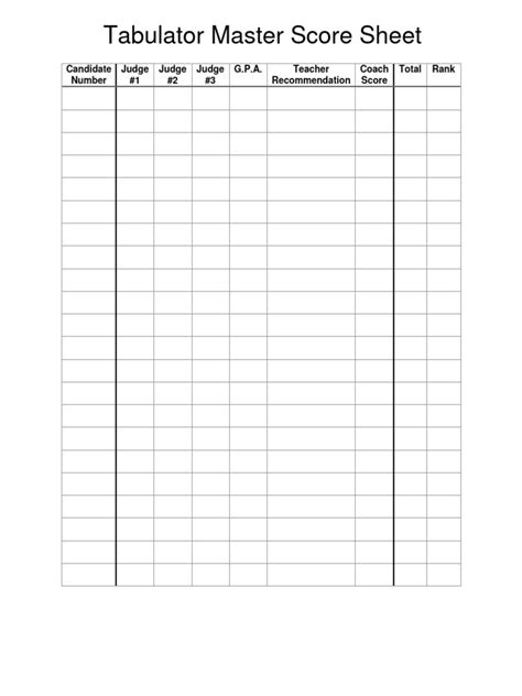 Tabulator Master Score Sheet Pdf