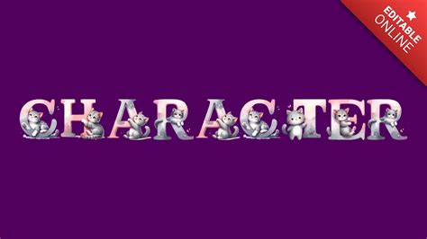 Character Kitten Watercolor Alphabet Font Text Effect Generator