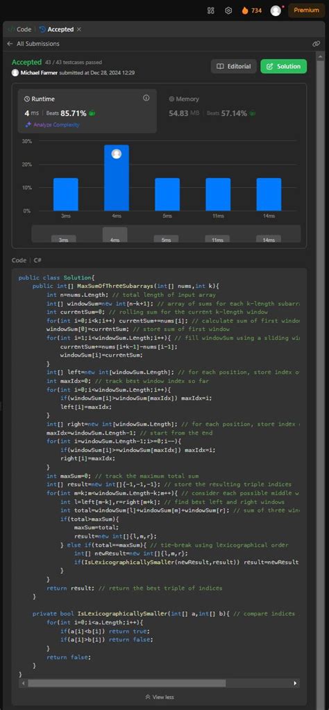 Michael Farmer On Linkedin Day 734 Of Daily Leetcode 689 Maximum