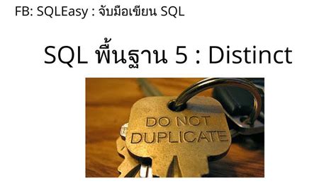 การ Distinct ข้อมูล Sqleasy จับมือเขียน Sql