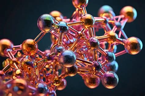 3d Molecular Structure Shapes Glowing With Bright Holographic Colors Stock Illustration