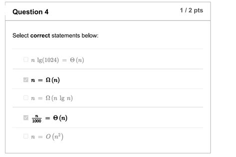 solved select correct statements below nlg 1024 Θ n