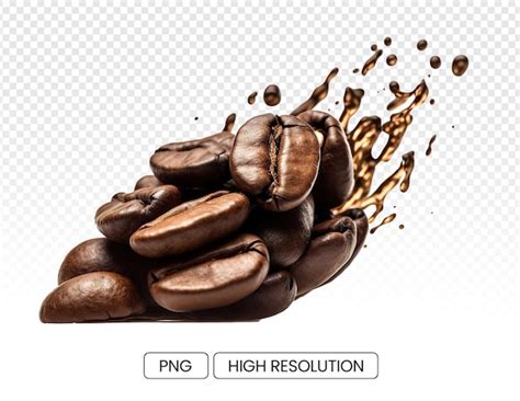 Premium Psd Clumps Of Arabica Coffee Beans With Splashes Of Coffee