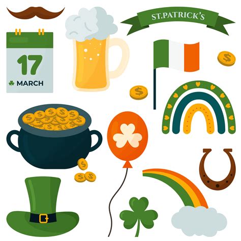 Clip Art Collection For Saint Patrick Day 19544012 Vector Art At Vecteezy