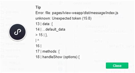Action SheetError File Pages Iview Weapp Dist Message Index Js Unknown Unexpected Token